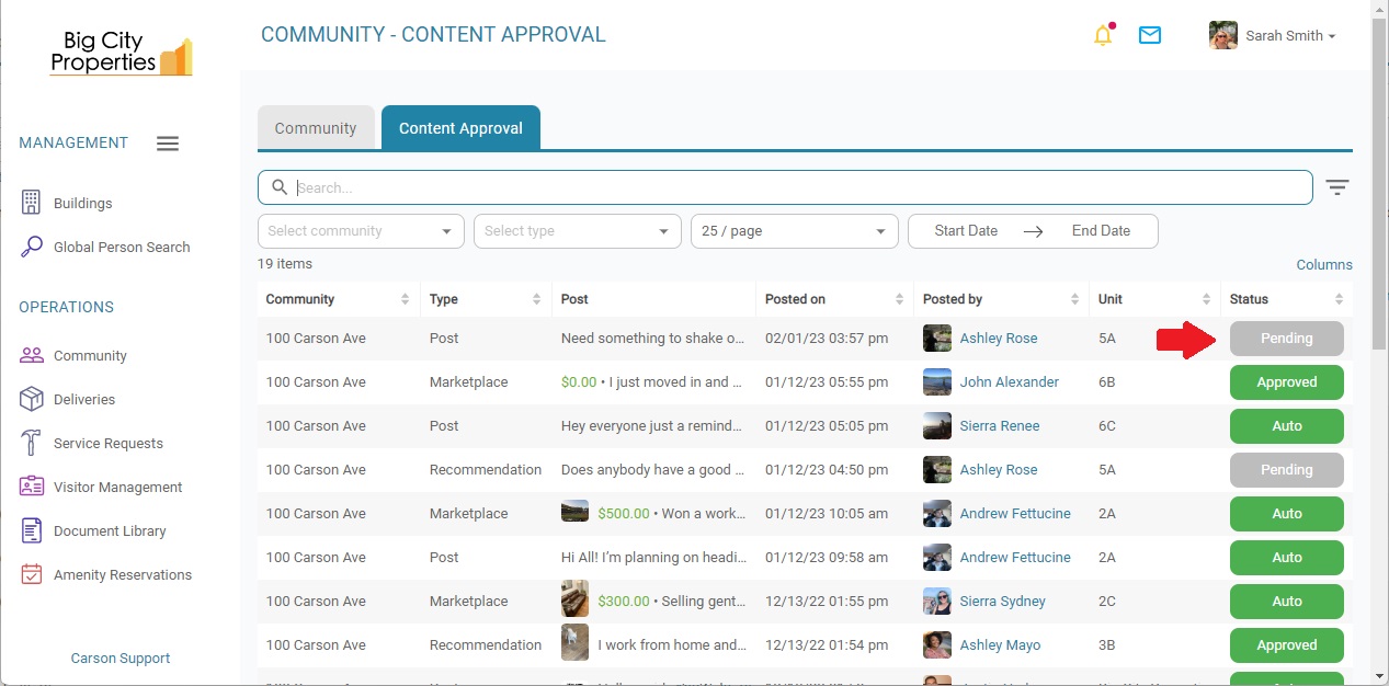Moderating your building's social Community Feed – Carson Living