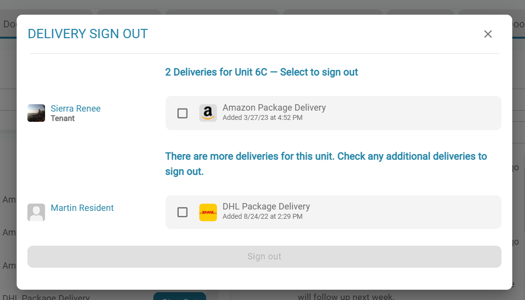 Signing out Deliveries for Residents – Carson Living