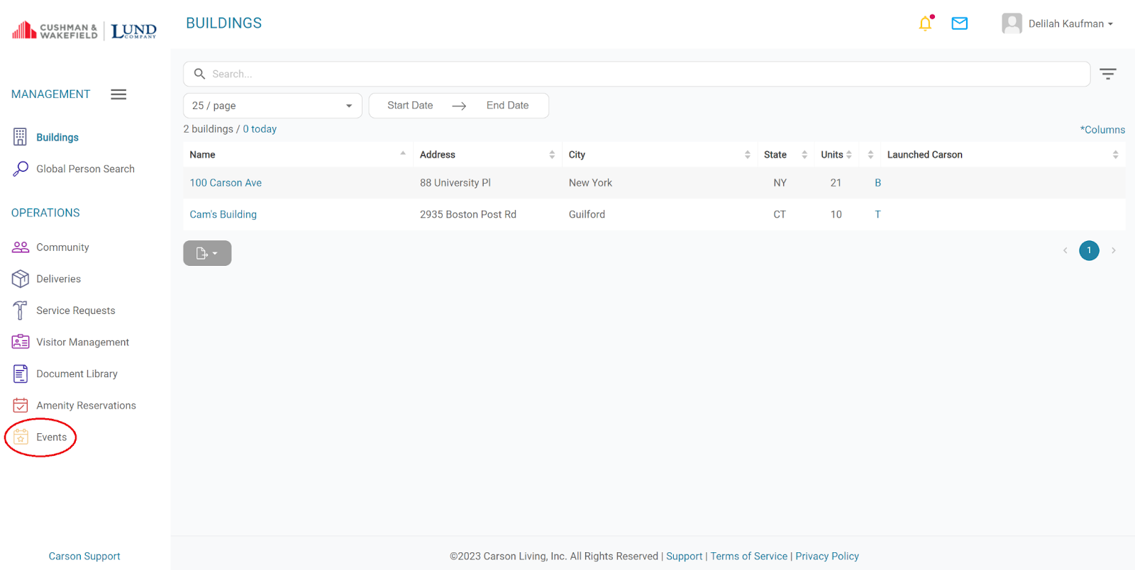 Setting Up Events – Carson Living