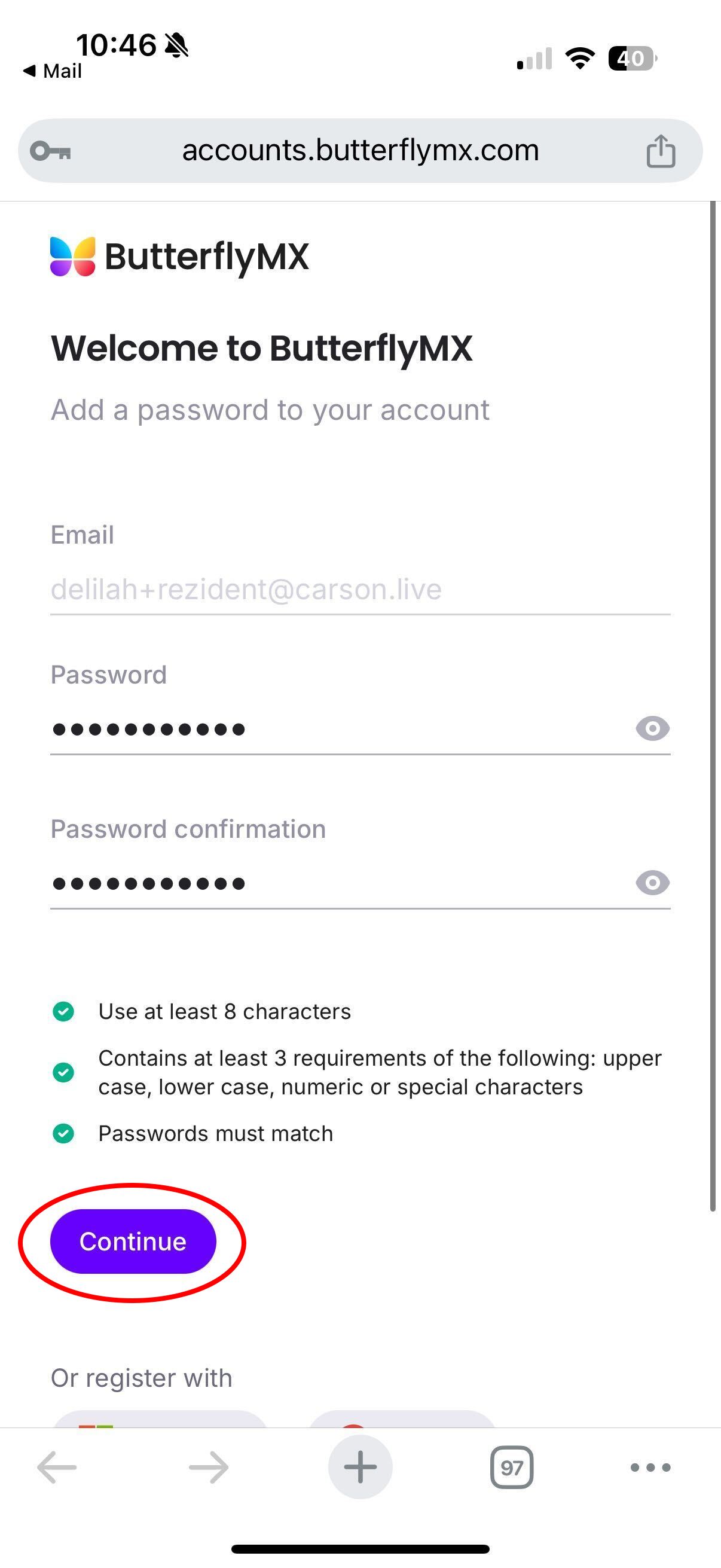 Setting up a new Carson account with ButterflyMX – Carson Living