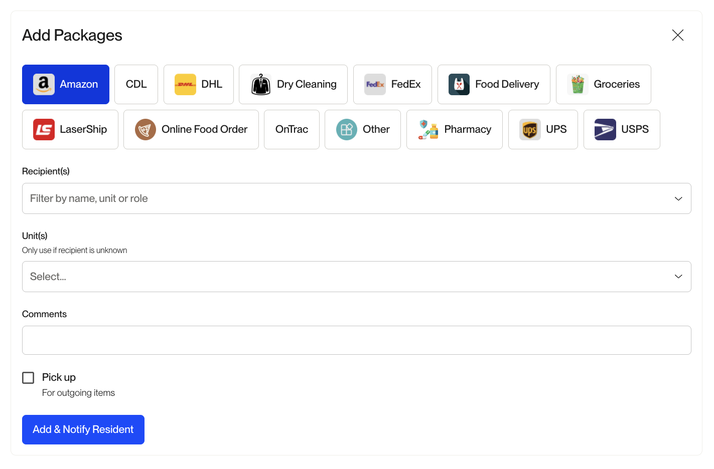 Logging Deliveries from the Front Desk Dashboard – Carson Living