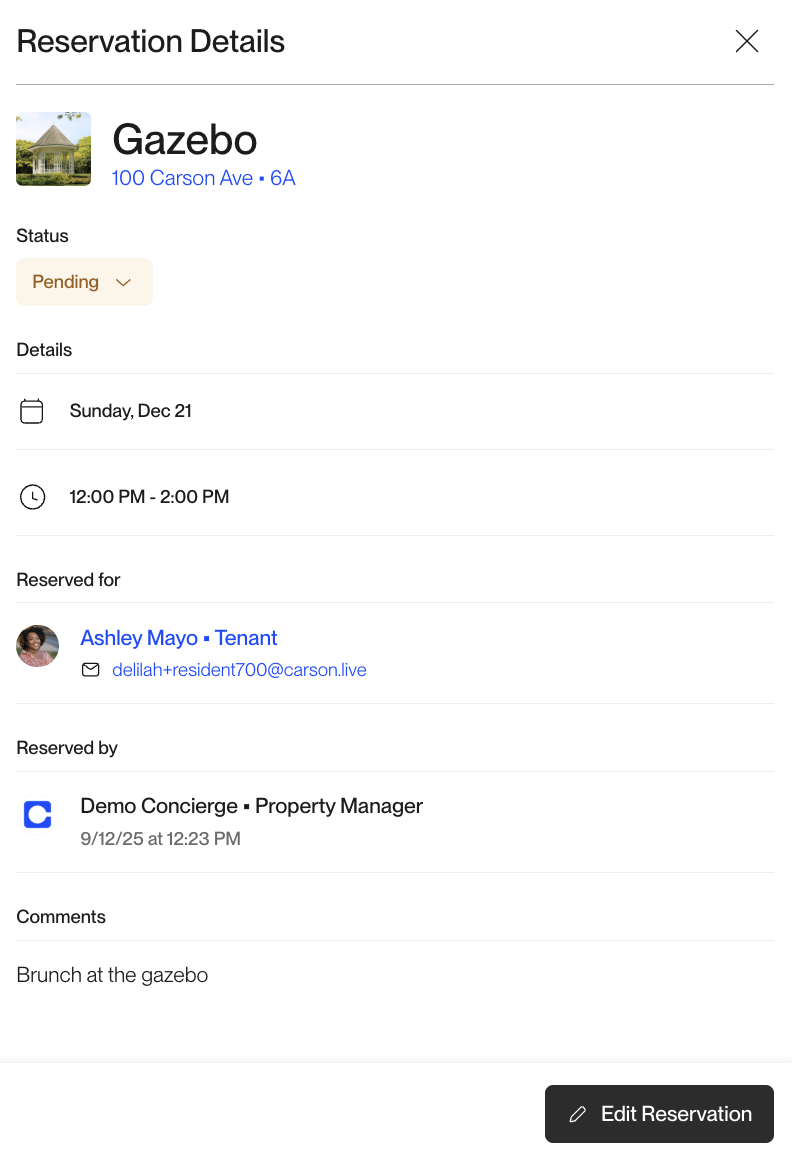 Reviewing a Reservation for Approval - Web – Carson Living