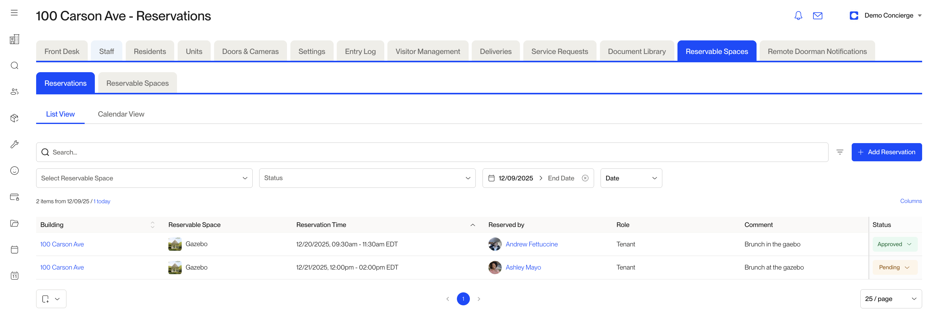 Reviewing a Reservation for Approval - Web – Carson Living